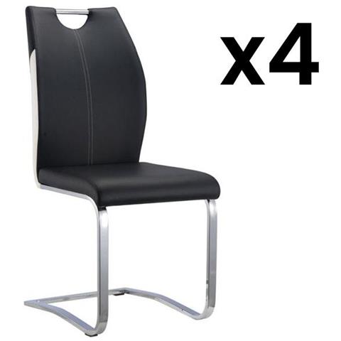 VENTE-UNIQUE - Lotto Di 4 Sedie In Similpelle Nero Gambe In Metallo Cromato - Winch - ePRICE