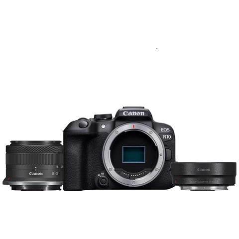 CANON - Eos R10 Body + Rf-s 18-45 F4.5-6.3 Is Stm + Anello Adattatore ...