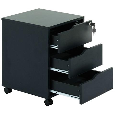 TECHLY - Cassettiera A Tre Cassetti Con Ruote Per Scrivania Nero - ePRICE