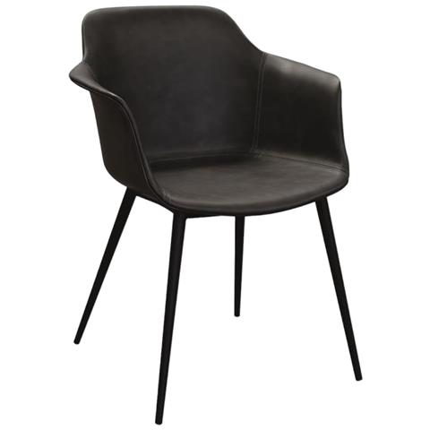 MOBILI 2G - Set 2 Sedie Moderne Design Metallo Ecopelle Antracite ...