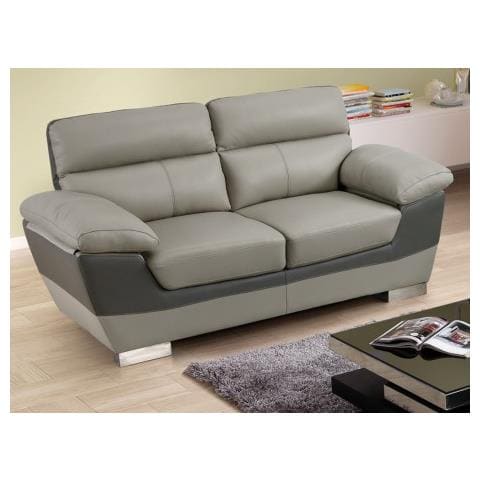 Vente-Unique - Divano 2 Posti In Pelle Francesca - Bicolore Antracite E ...