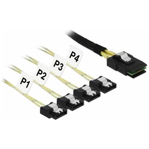 DeLOCK - 85731 cavo di interfaccia e adattatore Mini SAS SFF-8087 4x SATA 6 Gb / s 7 Pin Nero ...