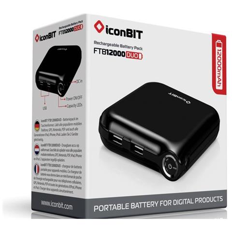 iconBIT - FTB12000DUO, Nero, GPS, Telefono cellulare, MP3, Console portatile, Tablet, Polimeri ...