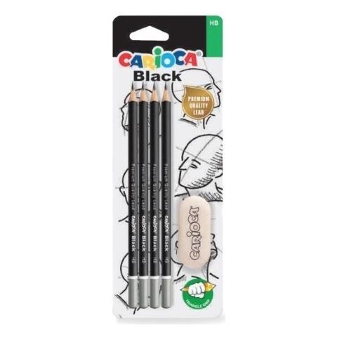 UNIVERSAL S.P.A. - Carioca Black Matite 4pz+gomma 42932 - ePRICE
