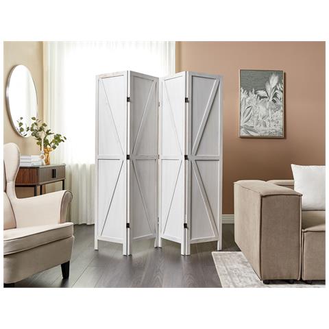 Beliani - Paravento 4 Pannelli Legno Bianco 170 X 163 Cm Ridanna - ePRICE
