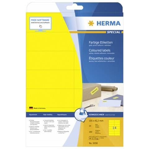 Herma - Labels yellow 105x42,3 SuperPrint 350 pcs. , Giallo, Labels ...