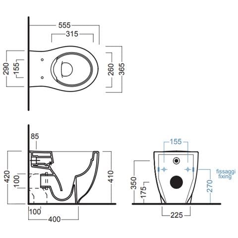 HATRIA - Vaso Rimless Pure Rim Filo Muro Scarico Universale Fissaggi ...