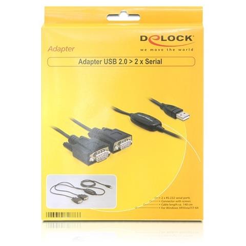 DeLOCK - 2x RS232 / USB 2.0 DB9 USB 2.0 Nero cavo di interfaccia e adattatore - ePRICE