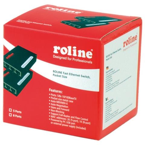 Roline - Fast Ethernet Switch, Pocket, 5 Ports, 6W - ePRICE