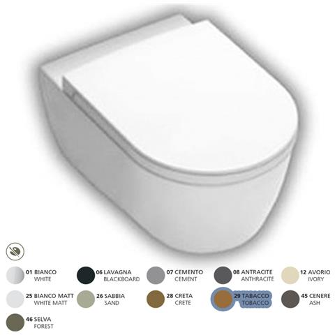 HATRIA - Vaso Sospeso Rimless Pure Rim Fissaggi Nascosti Serie Fusion ...