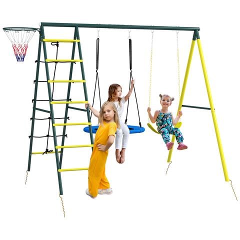 Outsunny - Set Altalene da Giardino Rotonda e Classica, Scalette in ...