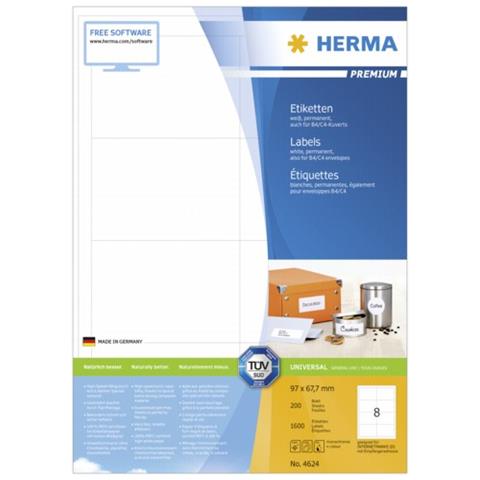 Herma - Labels white 96,5x67,7 SuperPrint 1600 pcs. , Bianco, Labels ...