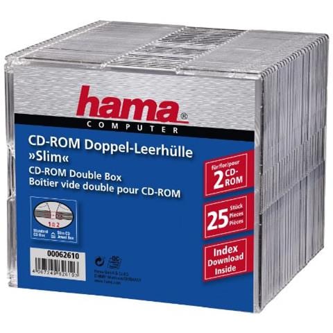 HAMA - CD-ROM Box Slim Double, transparent, pack 25 1dischi Trasparente ...