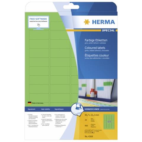 Herma - Labels green 45,7x21,2 SuperPrint 1200 pcs. , Verde, Labels ...