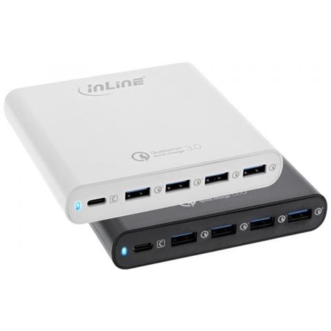 INLINE - Quick Charge 3.0 Usb, 4x Usb A + Usb Type-c, 80w, Nero - ePRICE
