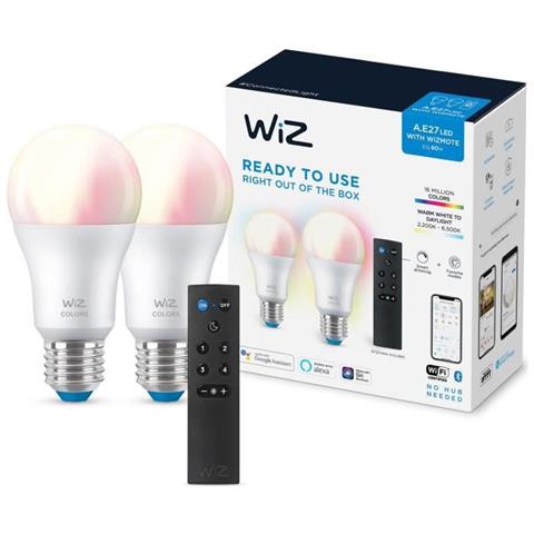 WIZ - Discovery Pack 2 Lampadine Intelligenti A Colori E27 60w + Dimmer ...