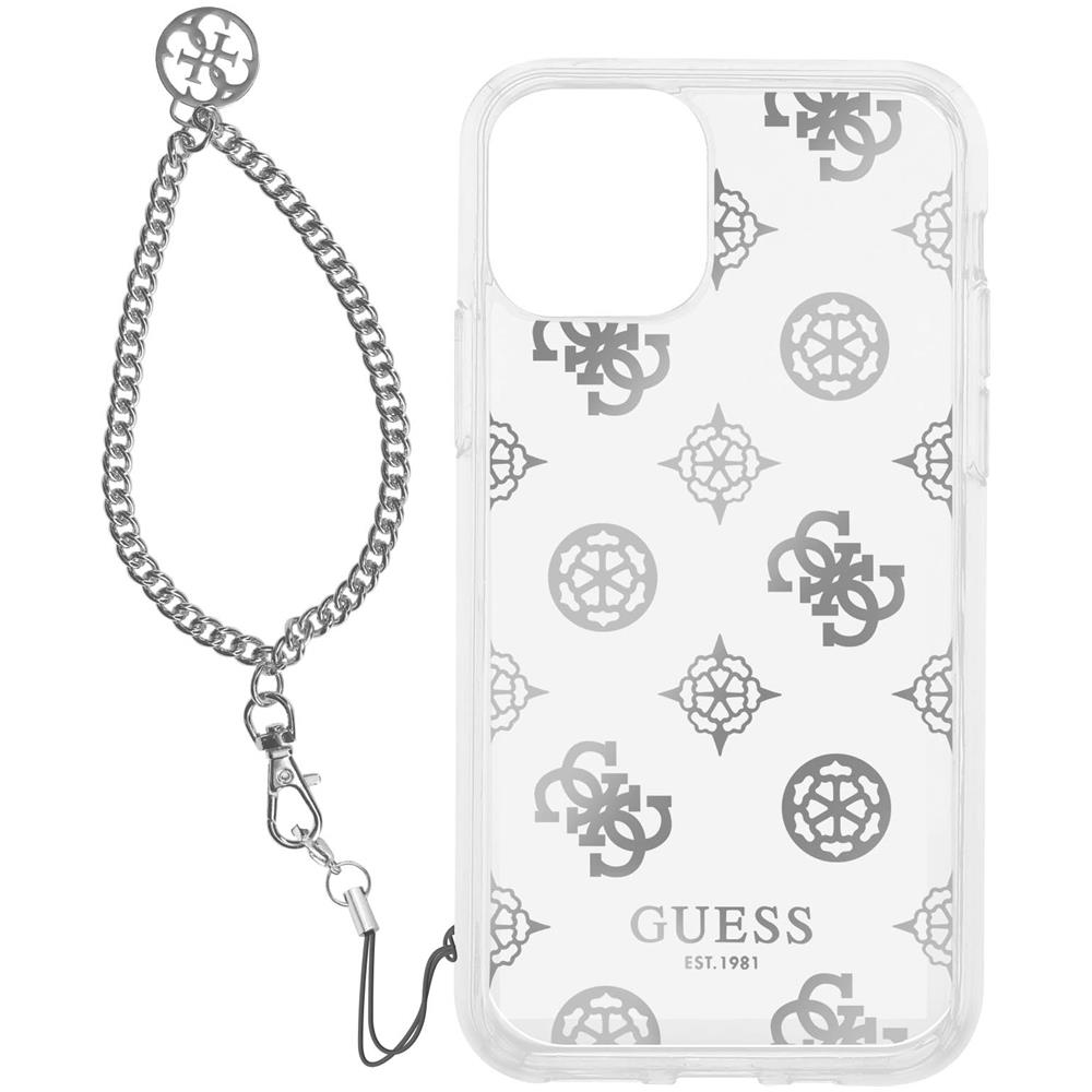 GUESS - Cover Iphone 11 Stampa Logo Guess 4g Con Catenina Trasparente ...