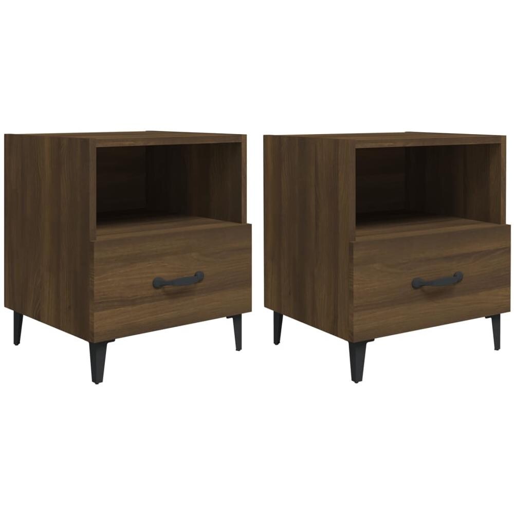VIDAXL - Comodini 2 Pz Rovere Marrone In Legno Multistrato - ePRICE