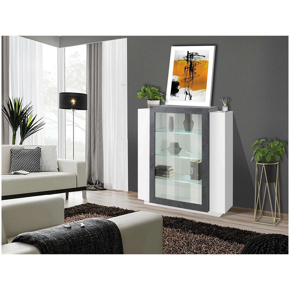 DMORA - Vetrina Austino, Credenza Con Anta A Vetro, Mobile Da Soggiorno ...