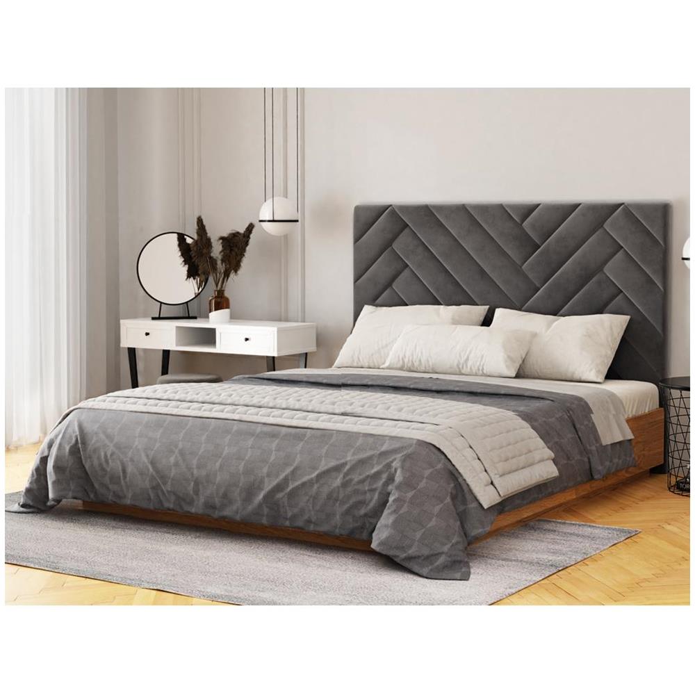 VENTE-UNIQUE - Testata 160 Cm Velluto Grigio - Sukiali - ePRICE