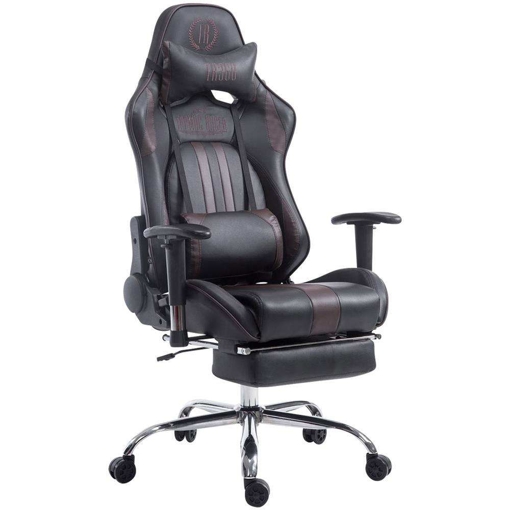 CLP - Poltrona Racing Limit XL Similpelle Nero Marrone con Poggiapiedi ...