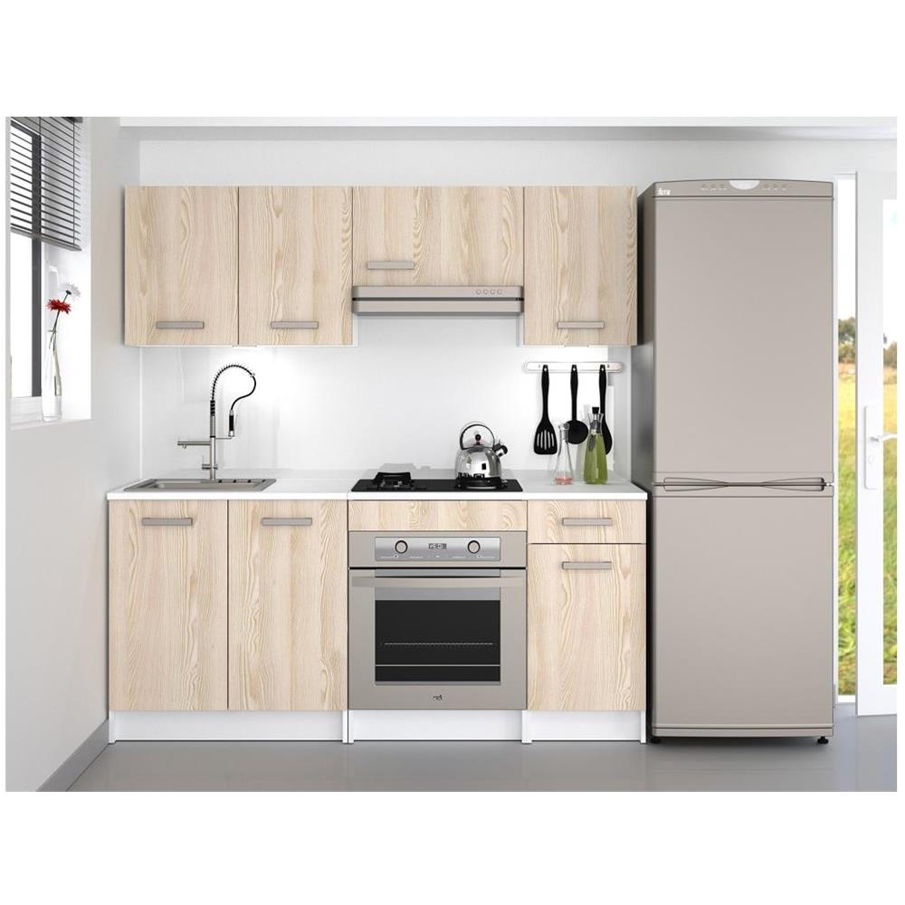 VENTE-UNIQUE - Cucina Completa 180 Cm 6 Elementi Portaoggetti Rovere E ...