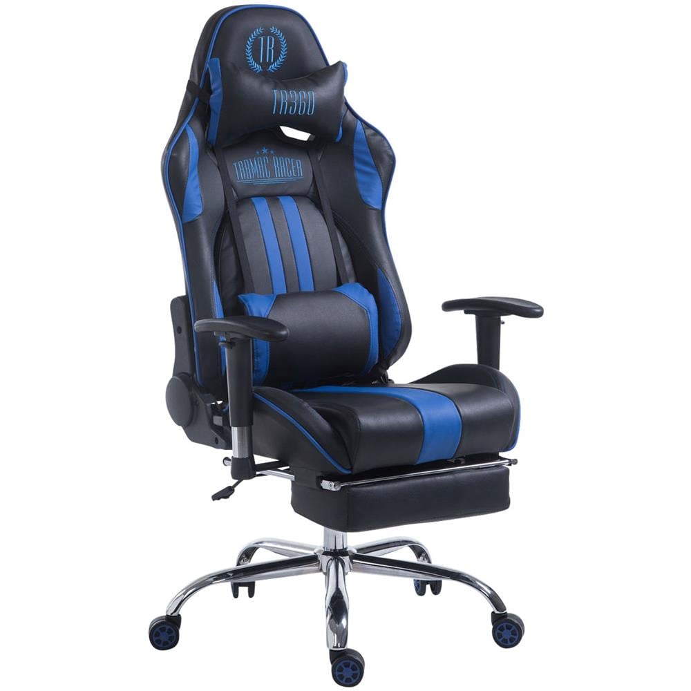 CLP - Poltrona Racing Limit XL Similpelle Nero Blu con Poggiapiedi - ePRICE