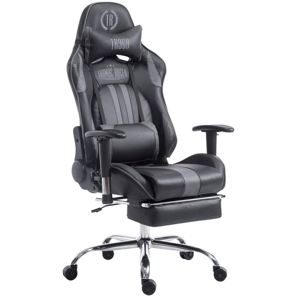 CLP - Poltrona Racing Limit XL Similpelle Nero Grigio con Poggiapiedi ...