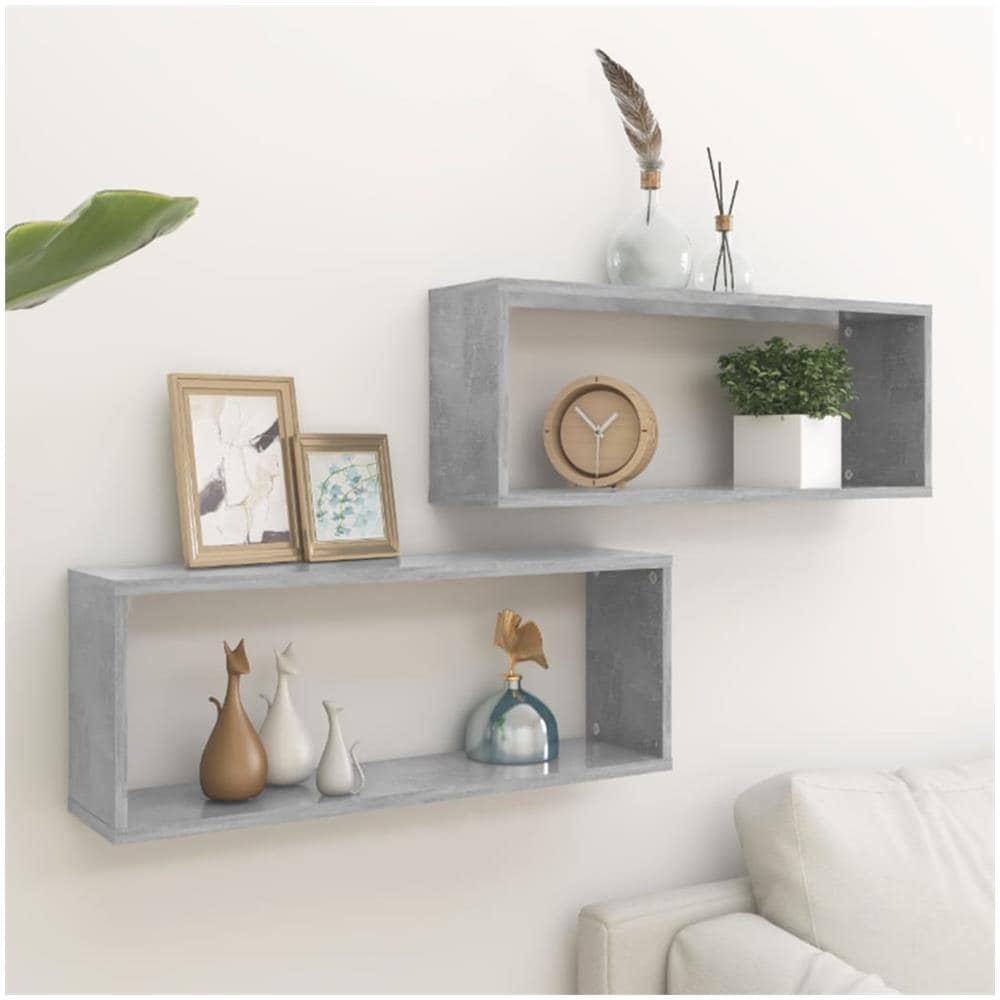 VIDAXL - Mensole Parete a Cubo 2pz Grigio Cemento 60x15x23cm ...