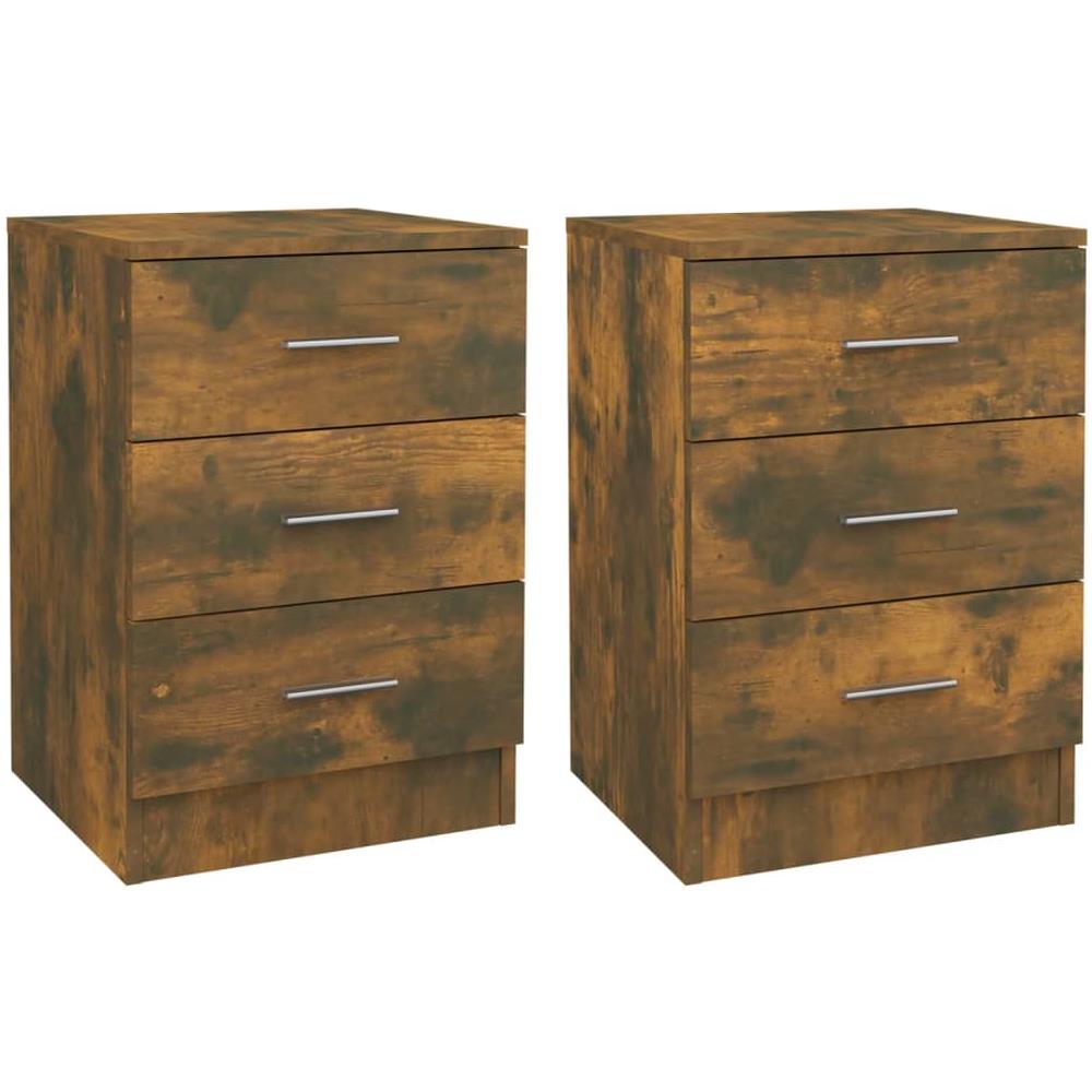 VIDAXL - Comodini 2 Pz Rovere Fumo 38x35x56 Cm In Legno Multistrato ...