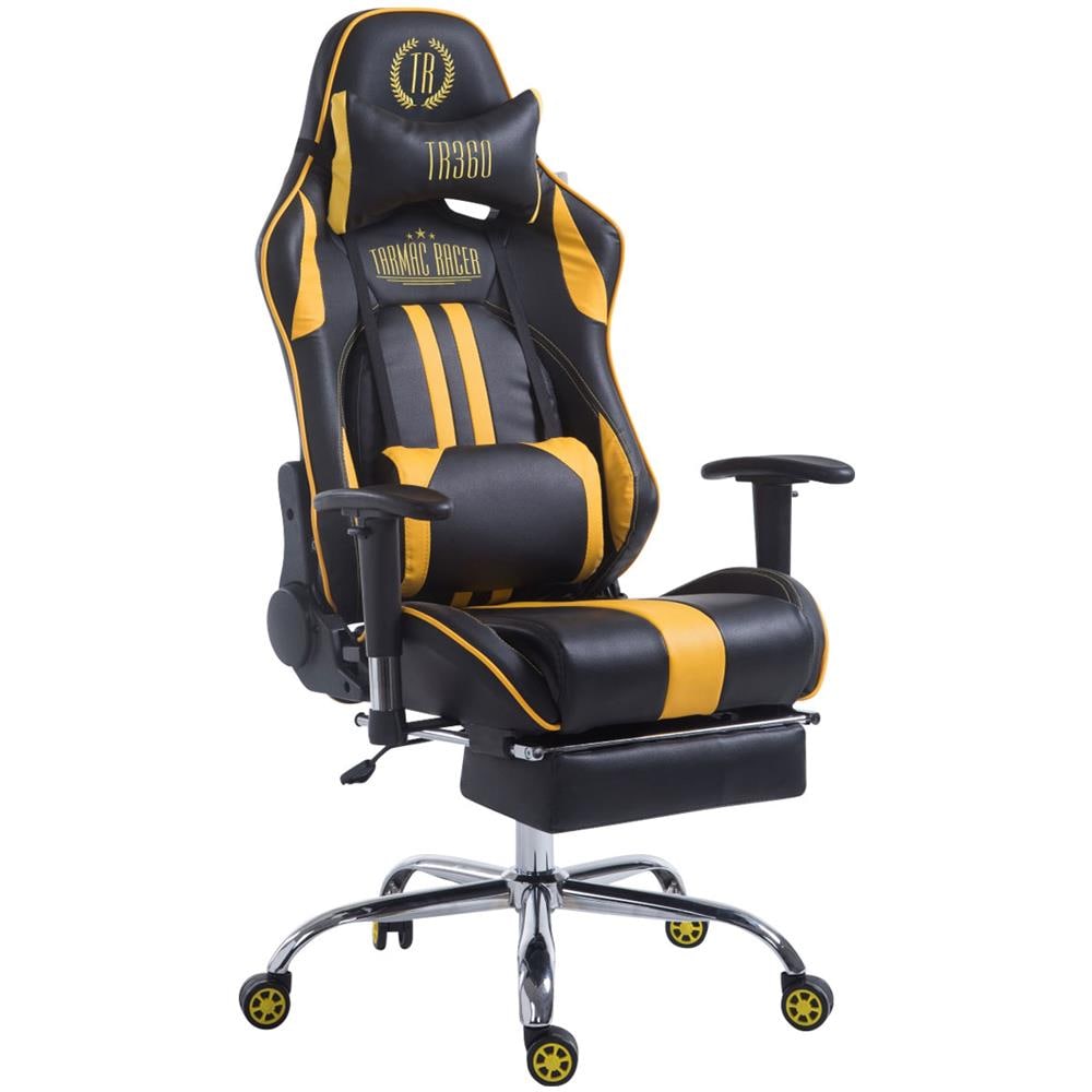 CLP - Poltrona Racing Limit XL Similpelle Nero Giallo con Poggiapiedi ...