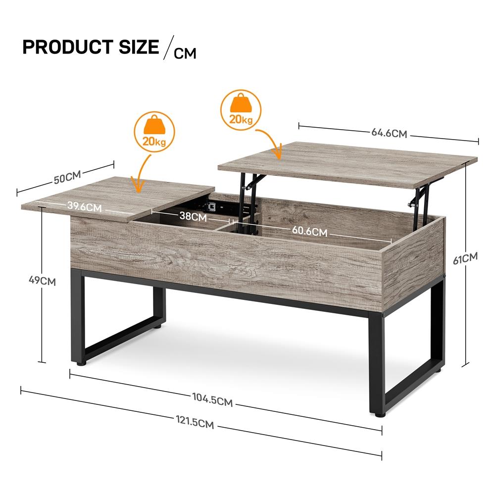 YAHEETECH - Tavolino Da Salotto Sollevabile Con Ripiano Alzabile E ...