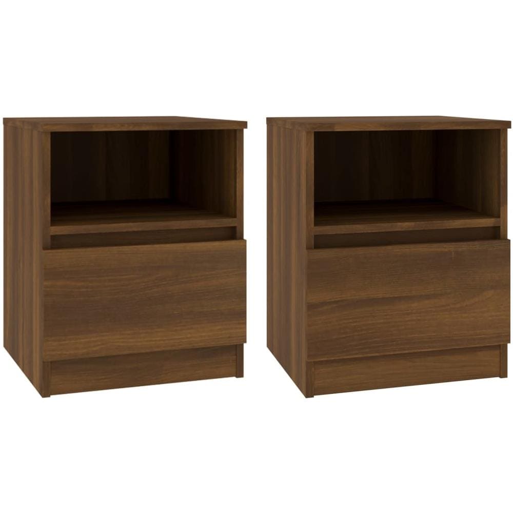 VIDAXL - Comodini Rovere Marrone 2 Pz 40x40x50 Cm Legno Multistrato ...