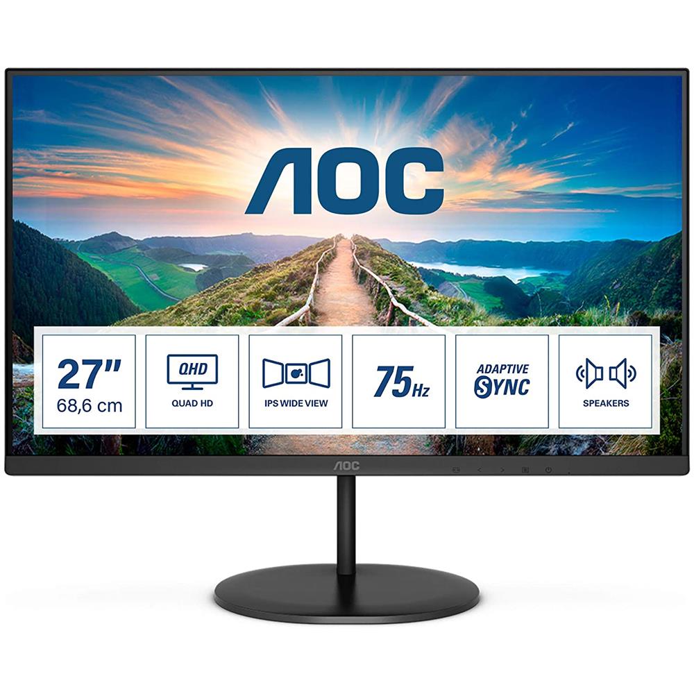 AOC - Monitor 27" LED IPS Q27V4EA 2560x1440 QHD Tempo di Risposta 4ms ...