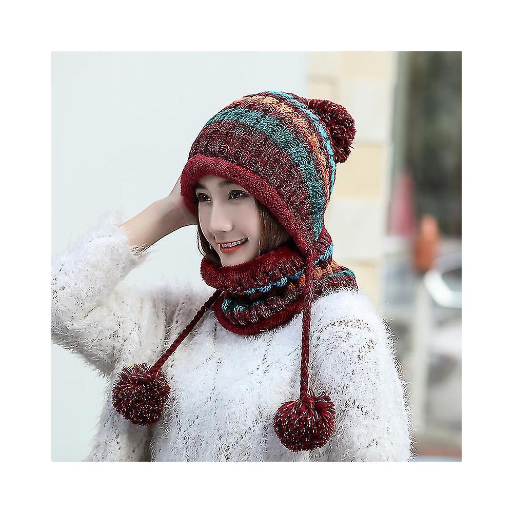 HTN - Set Di Sciarpa Per Sciarpa Invernale Da Donna Con Cappello Per Sciarpa Casual Con Fodera ...