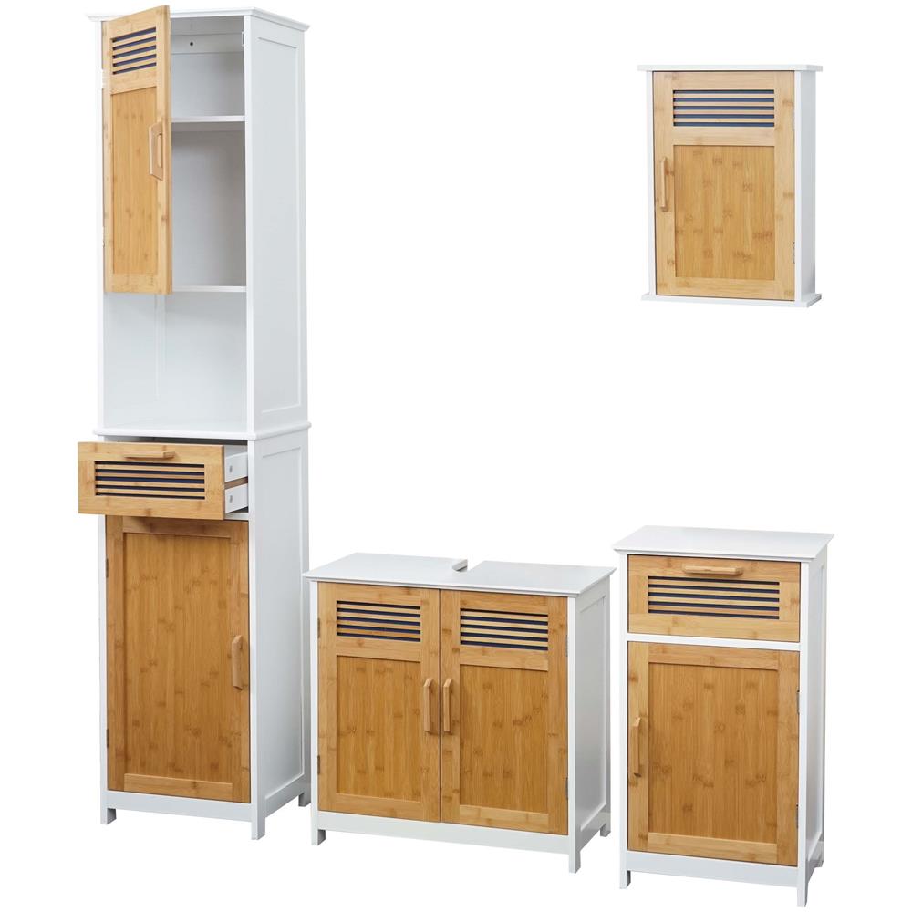 Mendler - Arredo Bagno Serie Hwc-a85 Legno Bambu E Mdf Set Sottolavabo ...