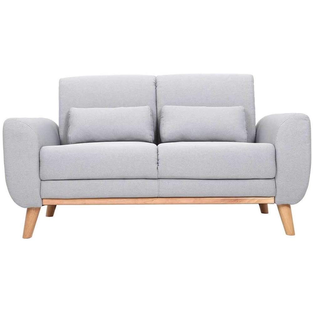 miliboo - Divano Design 2 Posti Tessuto Grigio Chiaro Piedi In Quercia ...
