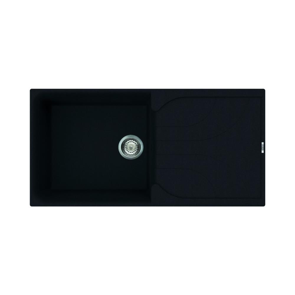ELLECI - Lavello Ego 480 Keratek Plus 100x50 cm 1 vasca con gocciolatoio Colore Nero Assoluto 86 ...