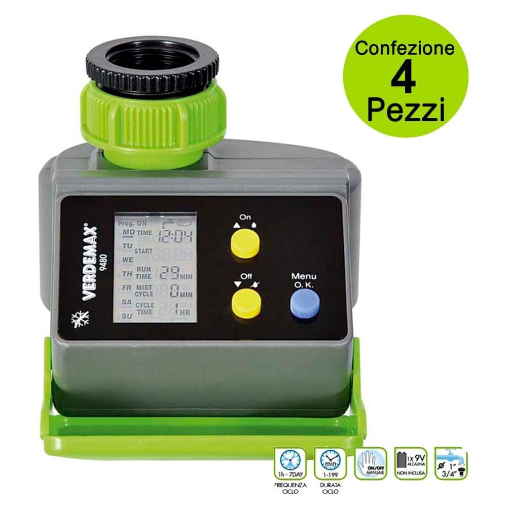 VERDEMAX - Multipack Da 4 Pz Programmatore Digitale Irrigazione Centralina Digitale Verdemax ...