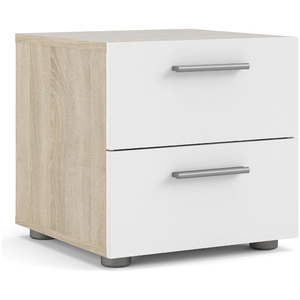 DMORA - Comodino A Due Cassetti, Colore Quercia E Bianco Lucido, Cm 40 ...