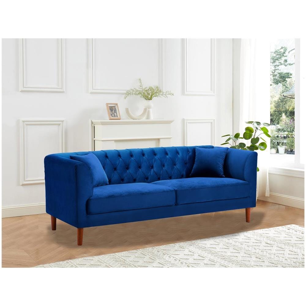 VENTE-UNIQUE - Divano 3 Posti Chesterfield In Velluto Blu Notte ...
