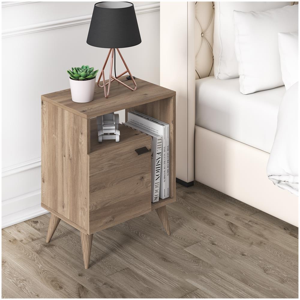 DMORA - Comodino Con Anta Sporgente, Cm 50 X 37 X 65, Colore Quercia ...