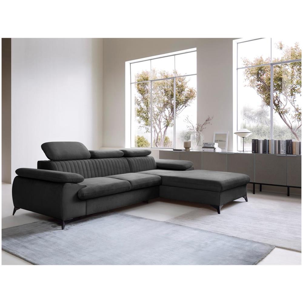 VENTE-UNIQUE - Divano Letto Ad Angolo Destro In Velluto Antracite ...