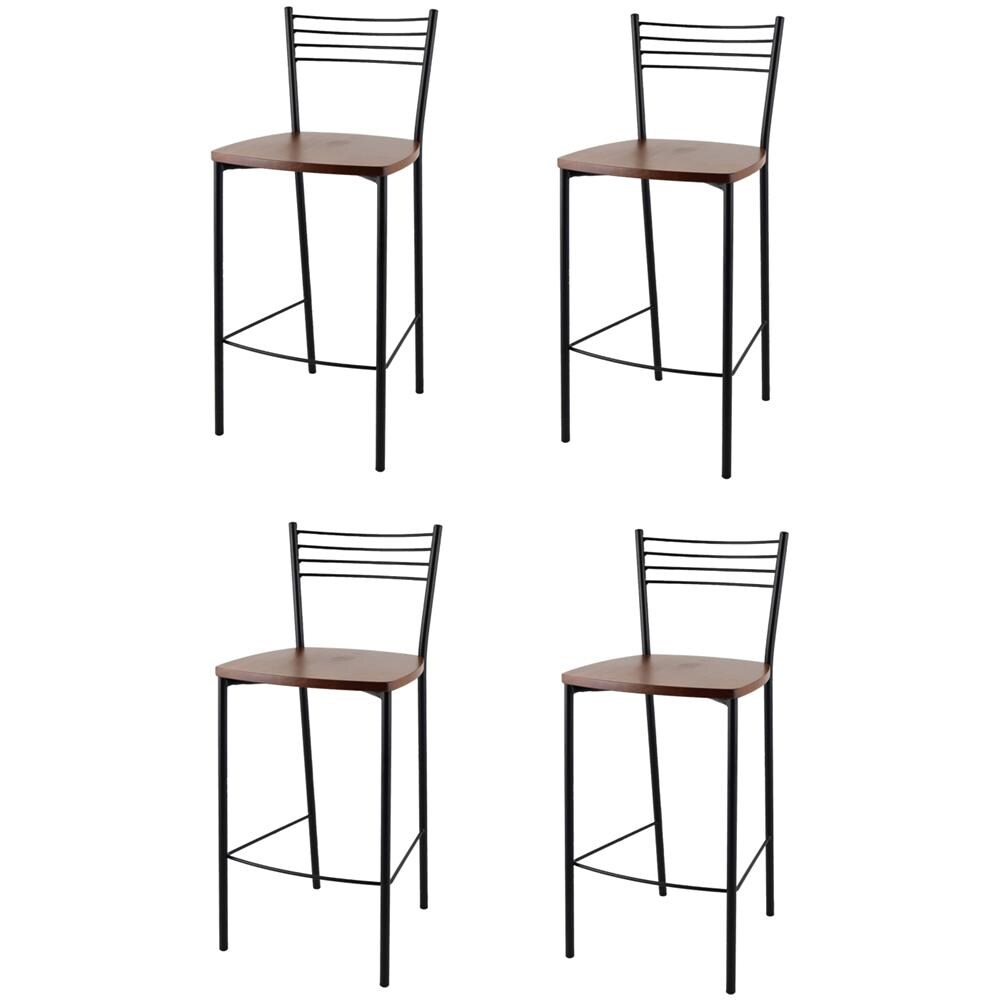 T M C S - Tommychairs - Set 4 Sgabelli Alti Modello Elena Per Cucina E Bar, Struttura In Acciaio ...