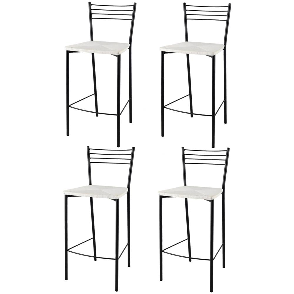 T M C S - Tommychairs - Set 4 Sgabelli Alti Modello Elena Per Cucina E Bar, Struttura In Acciaio ...