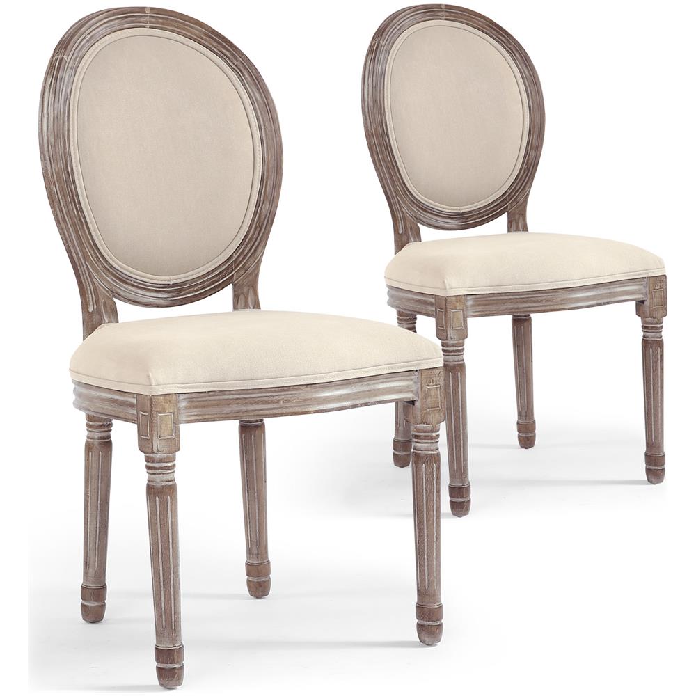 MENZZO - Set Di 2 Sedie Royale A Medaglione Luigi Xvi In Tessuto Beige ...