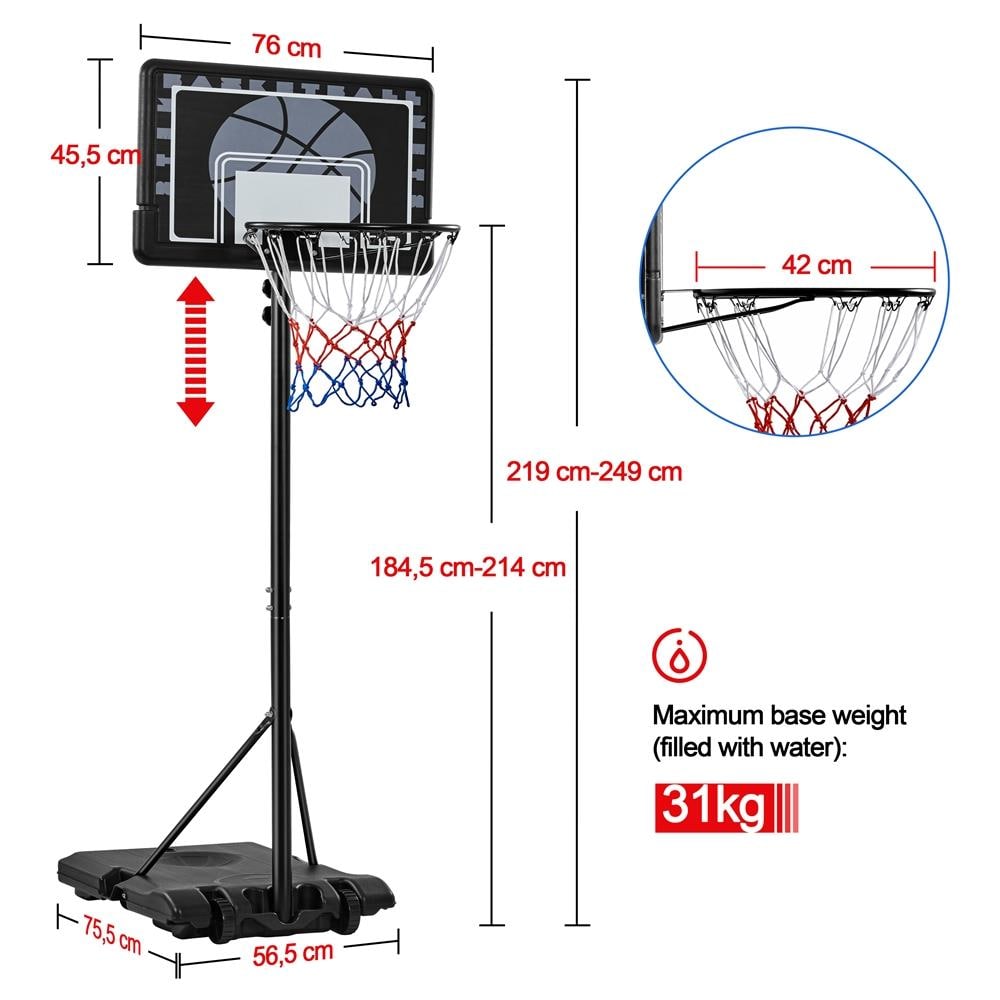 YAHEETECH - Canestro Da Basket In Hdpe E Metallo Con Tabellone Cerchio ...
