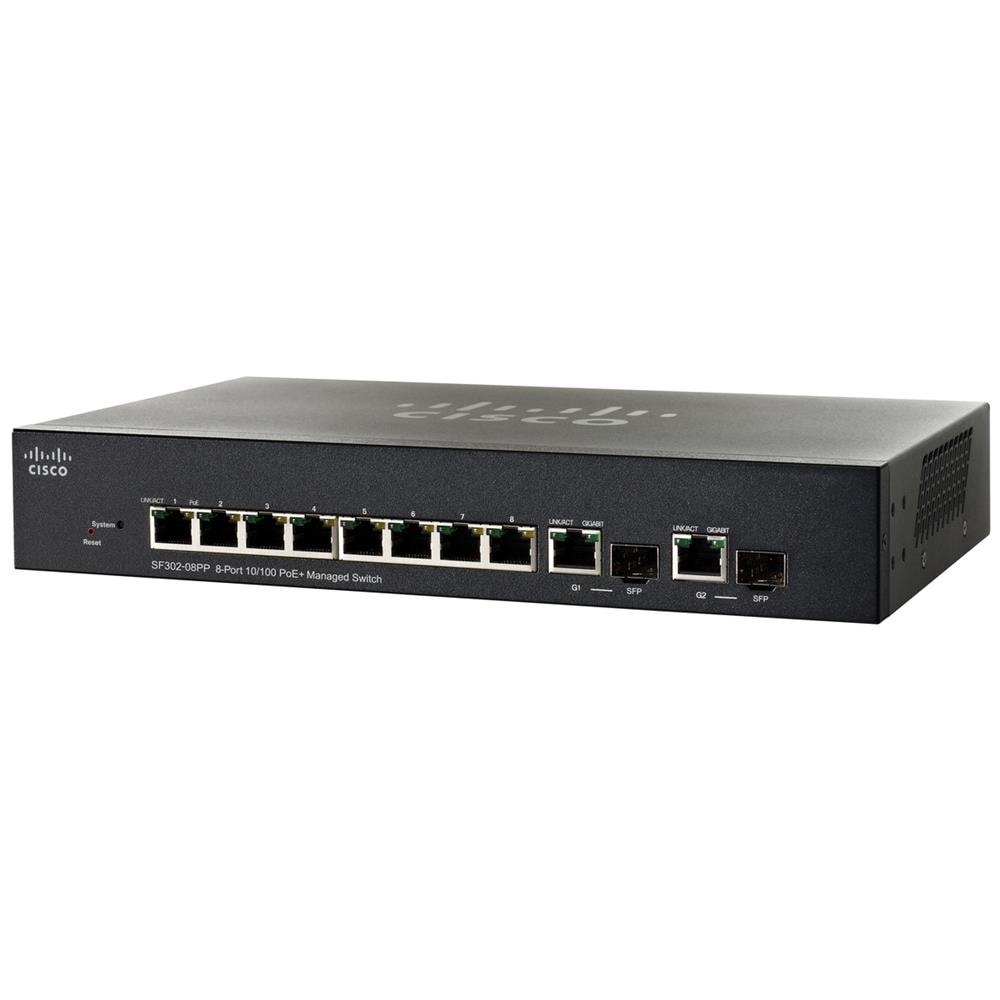 CISCO SYSTEMS - Cisco SF302-08PP Small Business, L3, Gestito, Fast ...