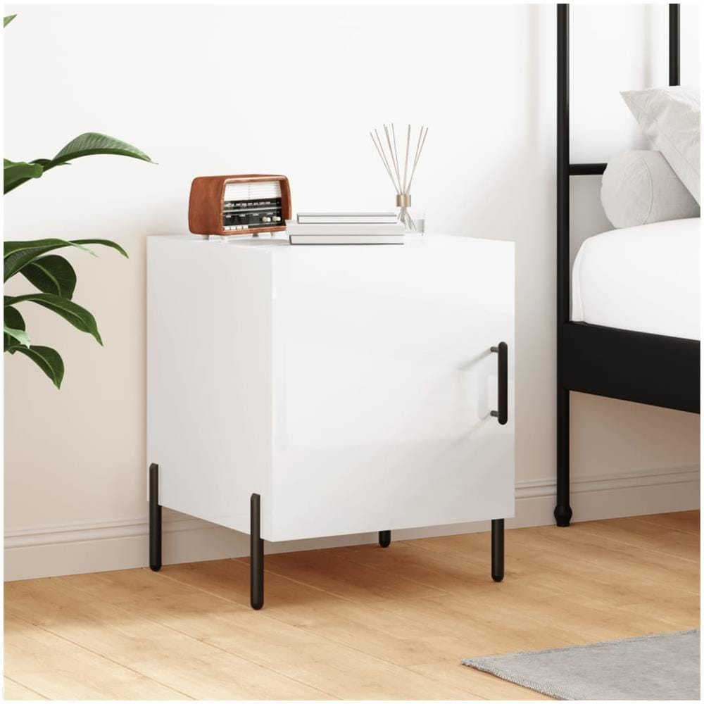 VIDAXL - Comodino Bianco Lucido 40x40x50 Cm In Legno Multistrato - ePRICE