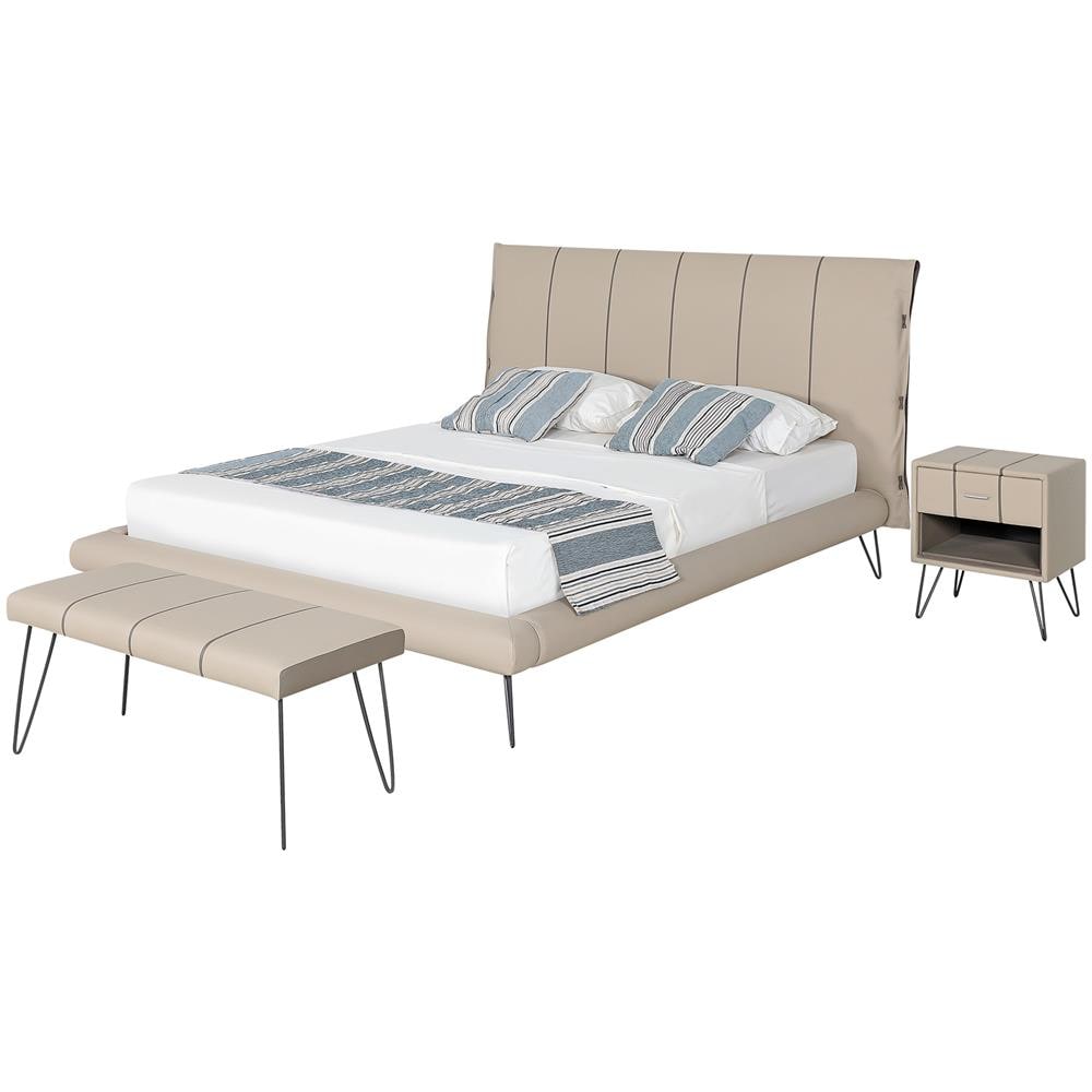 Beliani - Set Completo Di 4 Pezzi Per Camera Da Letto Beige 160 X 200 ...